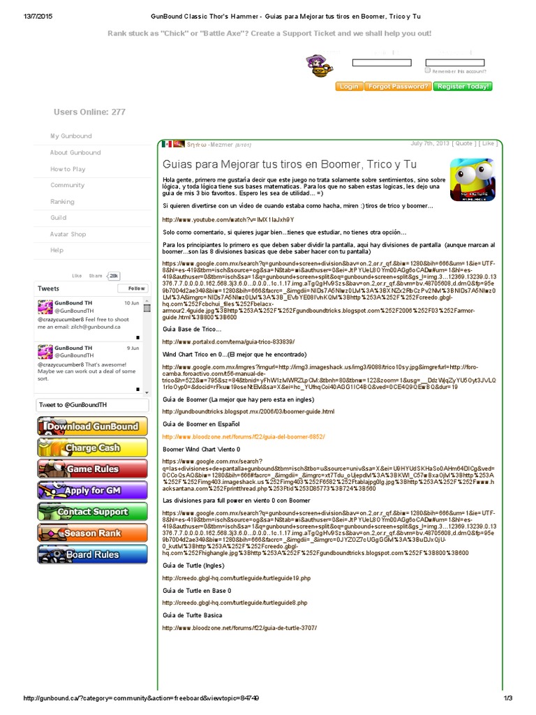 GunBound Classic Thor's Hammer - Guias para Mejorar Tus Tiros en Boomer ...