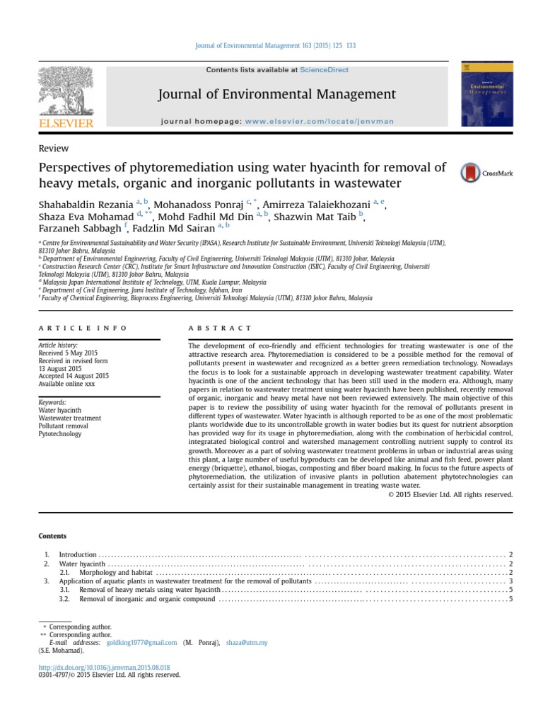 Waste Water Review Paper 2015 | PDF | Wastewater | Sewage Treatment
