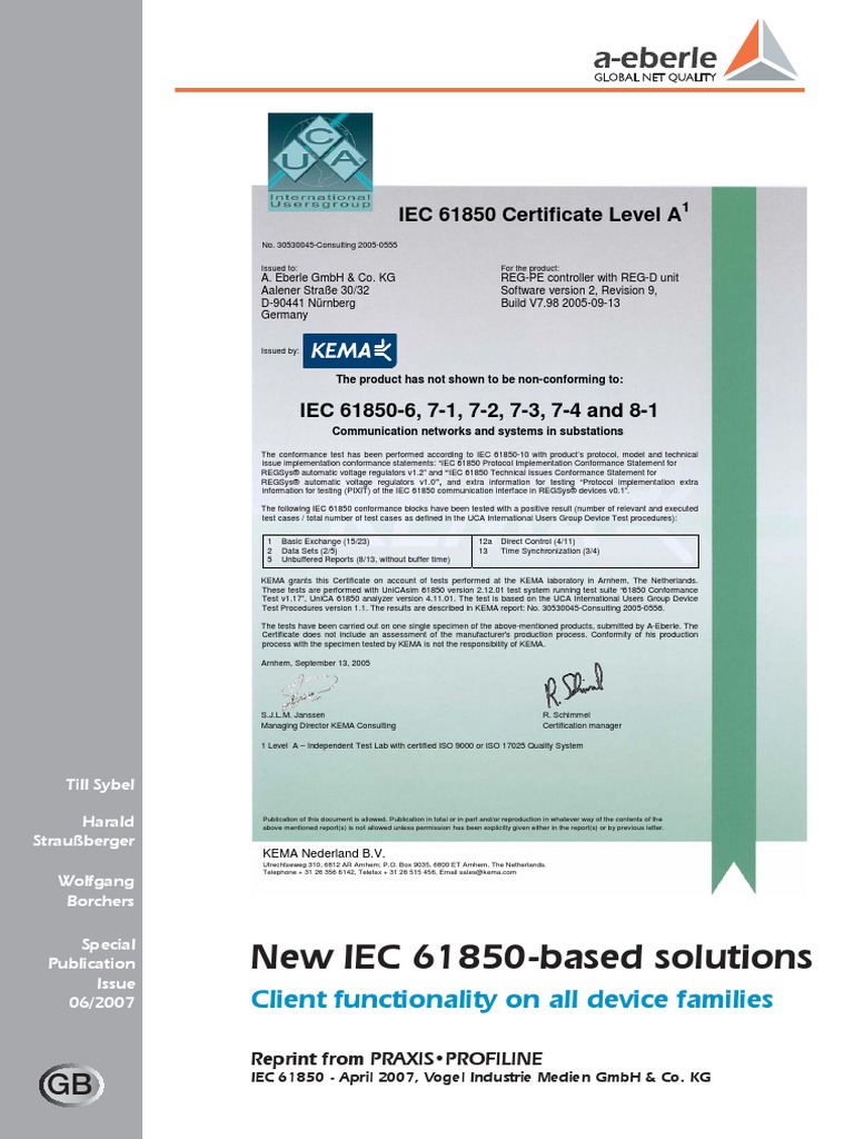 New IEC 61850-Based Solutions: Client Functionality On All Device ...