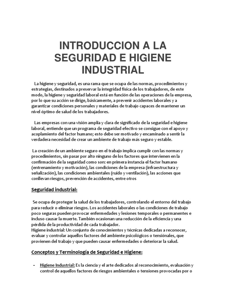 Introduccion A La Segridad E Higiene Industrial | PDF | Seguridad y salud ocupacional | Naciones ...