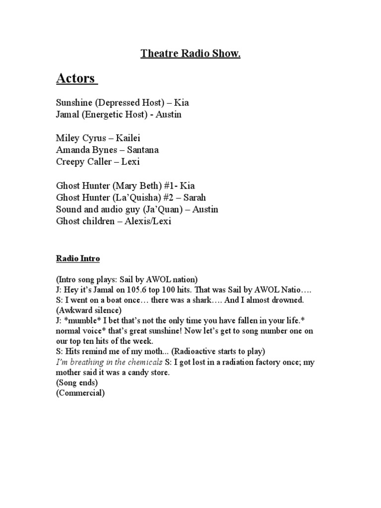 Theatre Radio Show | PDF | Leisure | Entertainment (General)