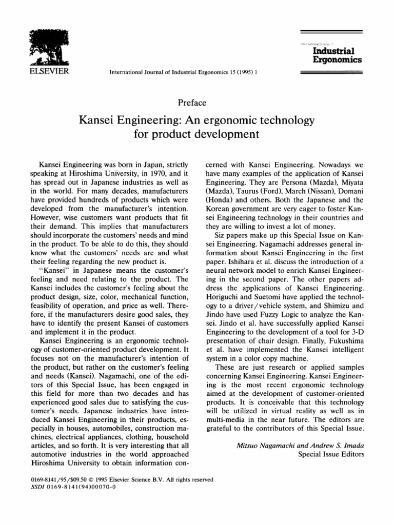 Kansei Engineering An Ergonomic Technology | PDF | Engineering | Human ...