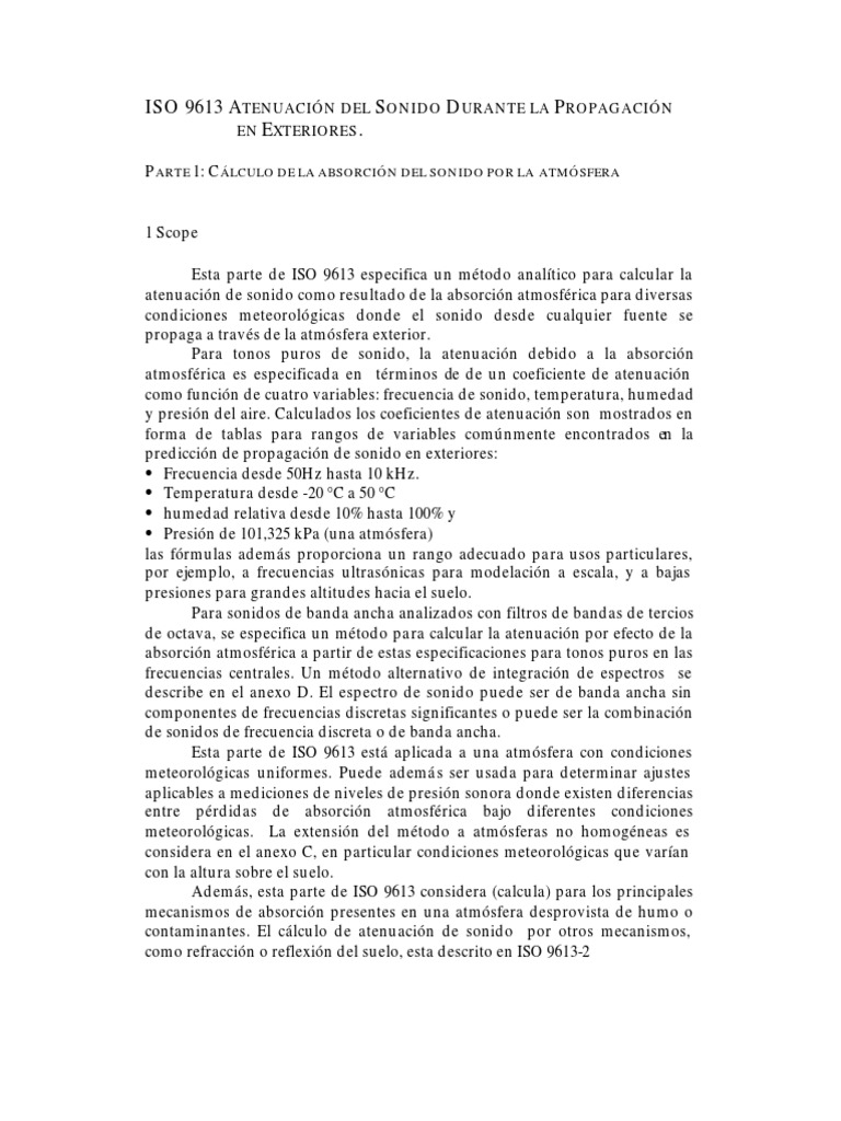 ISO 9613 - Atenuación Del Sonido Durante La Propagación en Exteriores ...