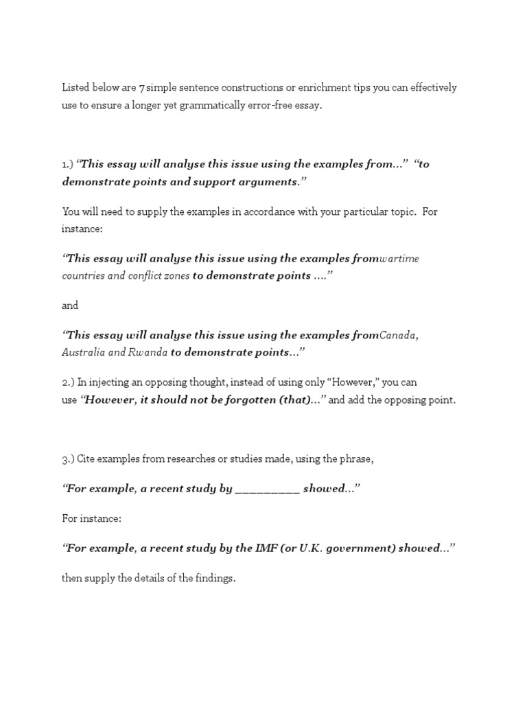 Useful Writing Sentences | PDF | Phrase | Ellipsis