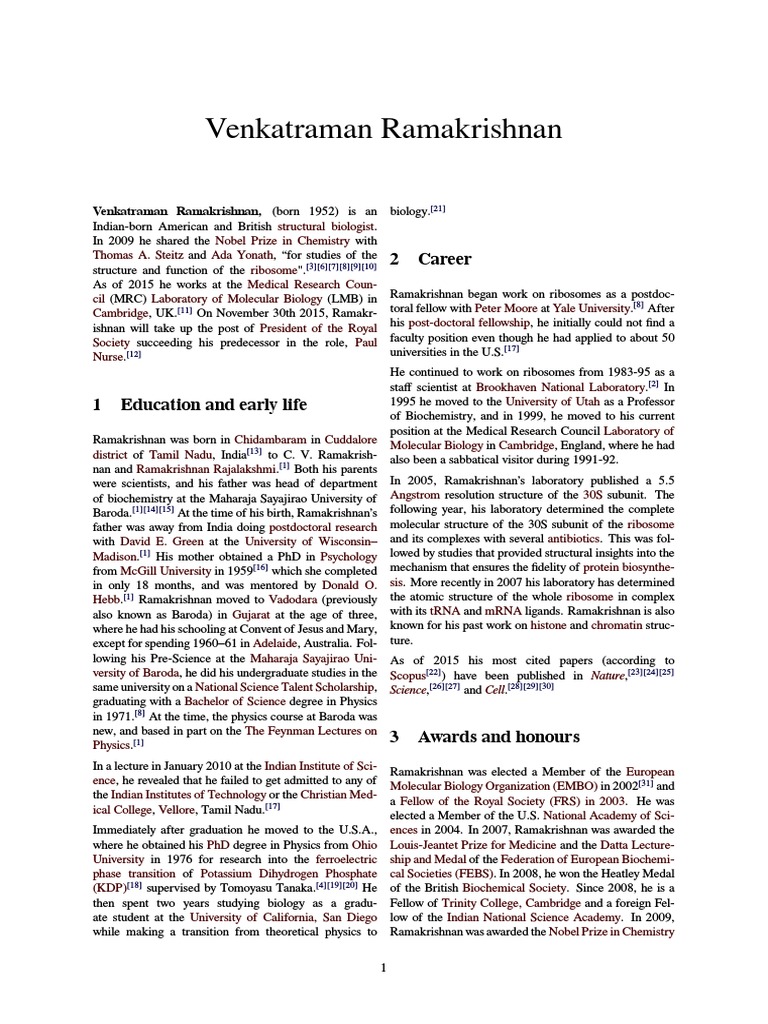 Venkatraman Ramakrishnan | Download Free PDF | Academia | Science