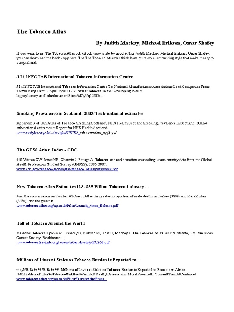 The Tobacco Atlas (Ringkasan) | PDF | Tobacco | World Health Organization