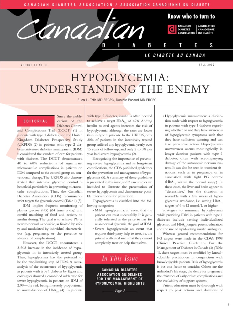 Canadian: Hypoglycemia: Understanding The Enemy | PDF | Hypoglycemia ...