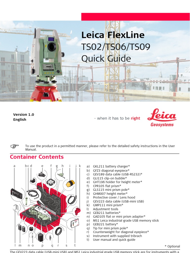 Leica Flexline: Ts02/Ts06/Ts09 Quick Guide | PDF | Computer Keyboard | Usb