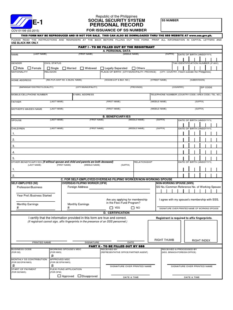 SSSForms Personal Record | PDF | Birth Certificate | Identity Document