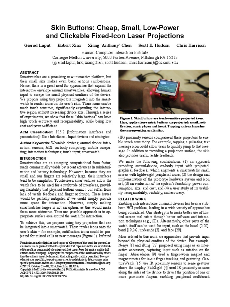 Skin Buttons: Cheap, Small, Low-Power and Clickable Fixed-Icon Laser ...