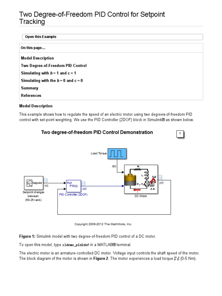 Two Degree-Of-Freedom PID Control For Setpoint Tracking - MATLAB ...