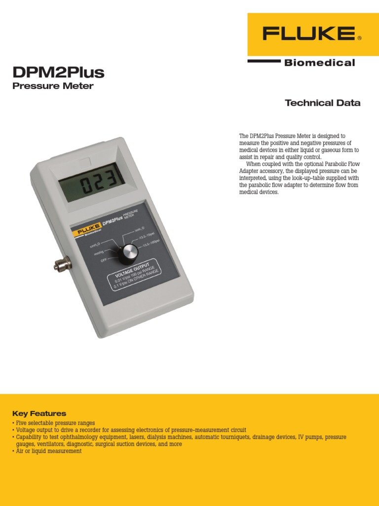 DPM2Plus: Pressure Meter Technical Data | PDF | Medical Device | Pressure
