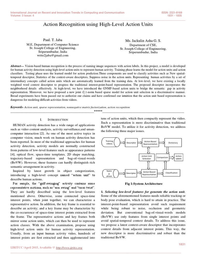 Action Recognition with High-Level Units | PDF | Cognitive Science ...