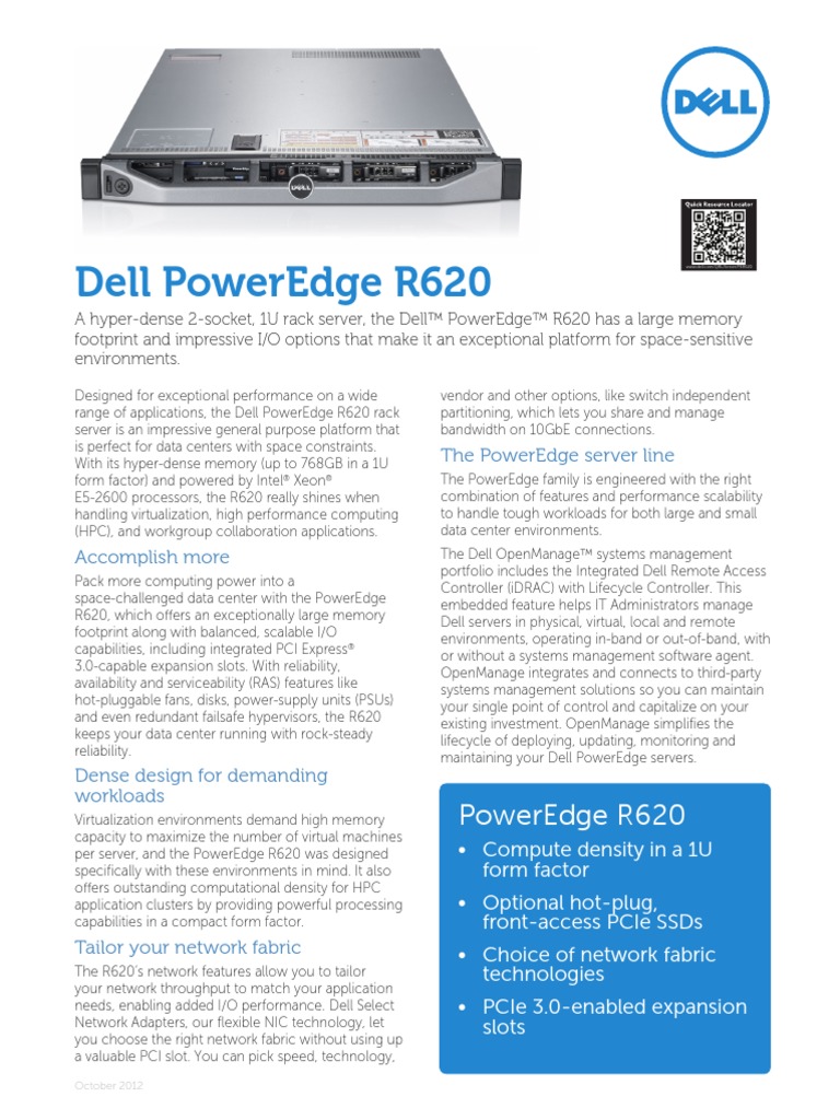 Dell PowerEdge R620 Spec Sheet | PDF | Solid State Drive | Office Equipment