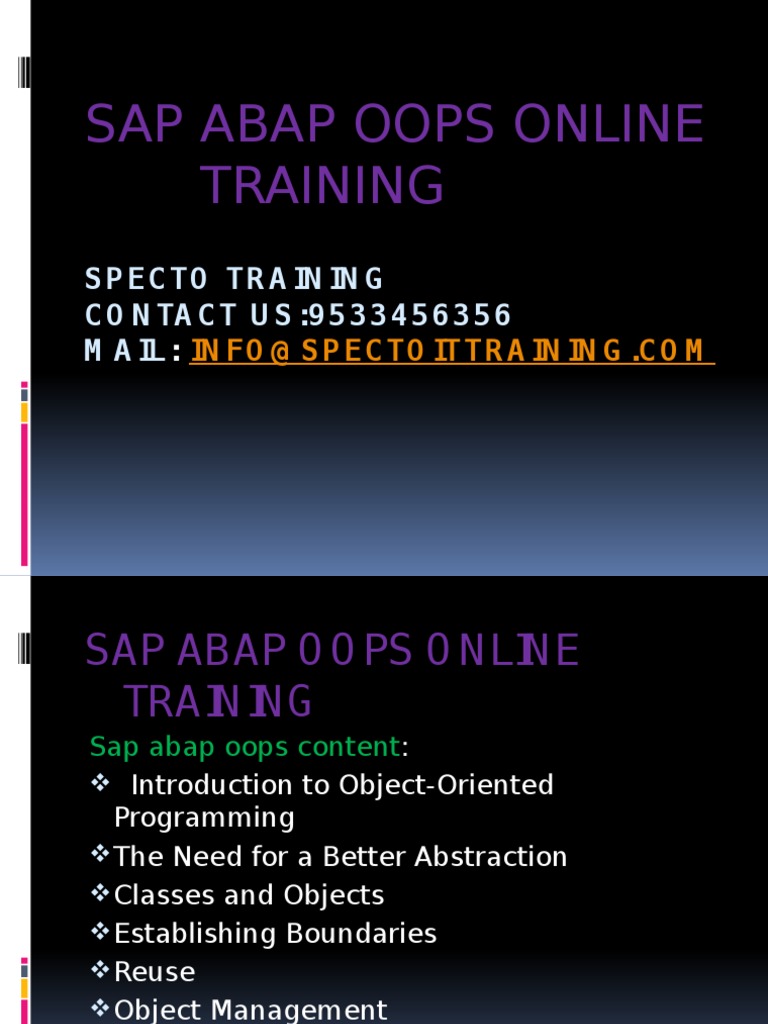 Sap Abap Oops Online Training | PDF | Class (Computer Programming) | Inheritance (Object ...