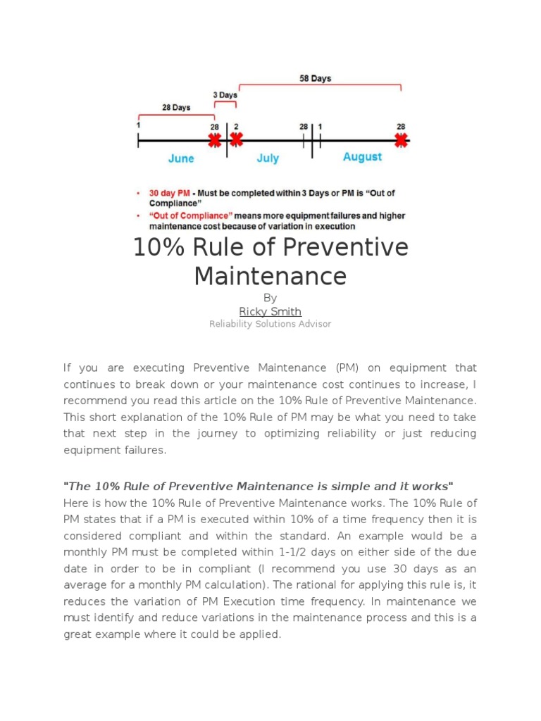 10% Rule of Preventive Maintenance: Ricky Smith | PDF | Scheduling ...