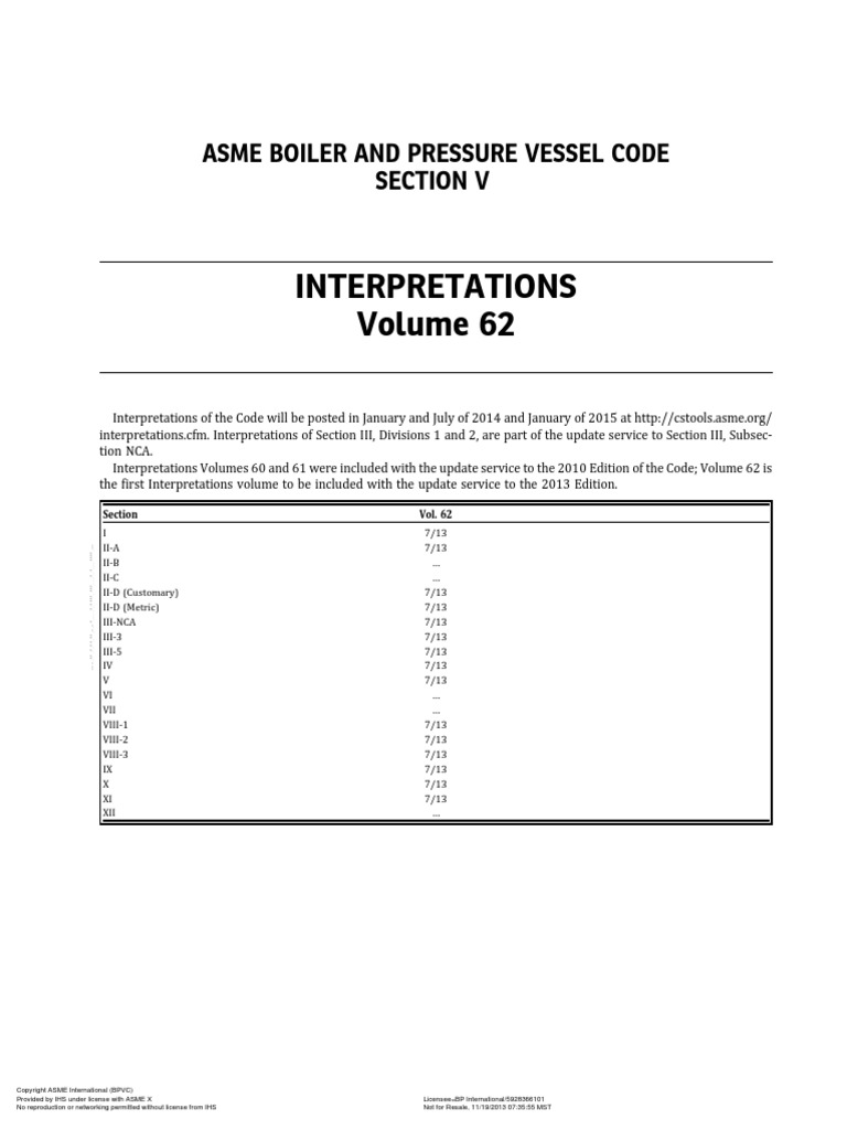 ASME V Interpretations | Science | Engineering
