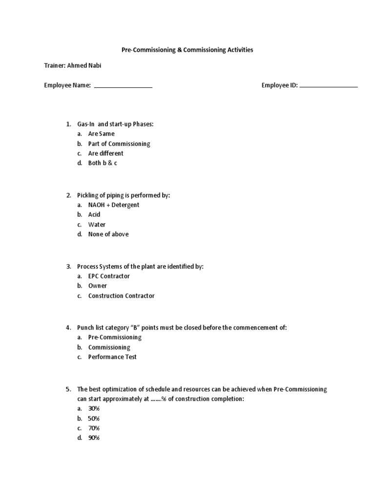Pre-Commissioning & Commissioning Guide | PDF