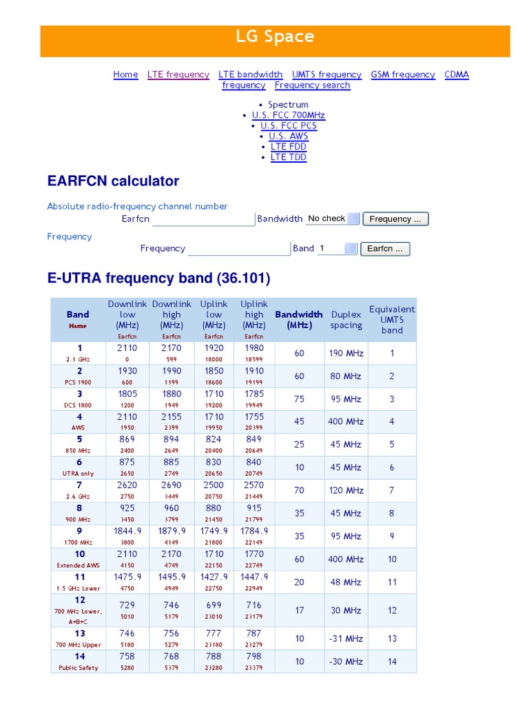 LTE and UMTS Frequency Bands Guide | PDF