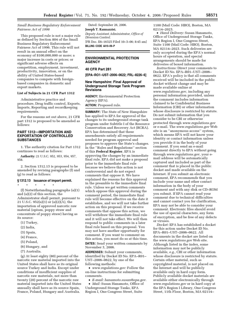 Proposed Rule: Solid Wastes: State Underground Storage Tank Program ...