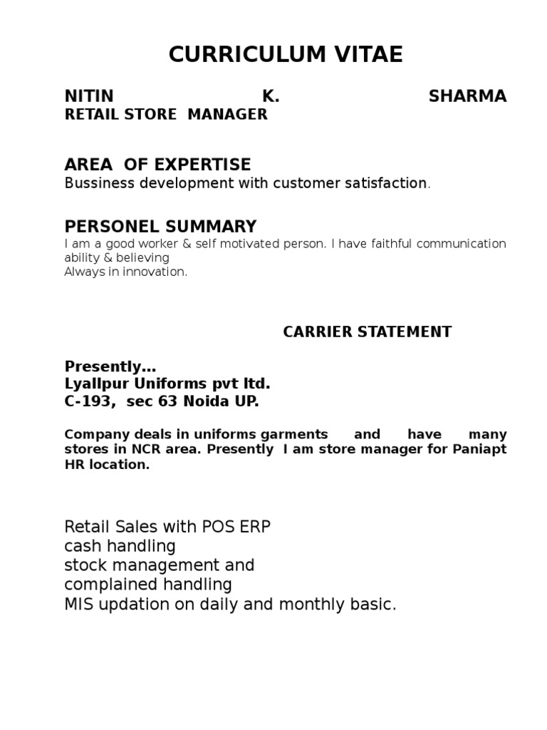 Curriculum Vitae: Nitin K. Sharma | PDF | Career & Growth | Business