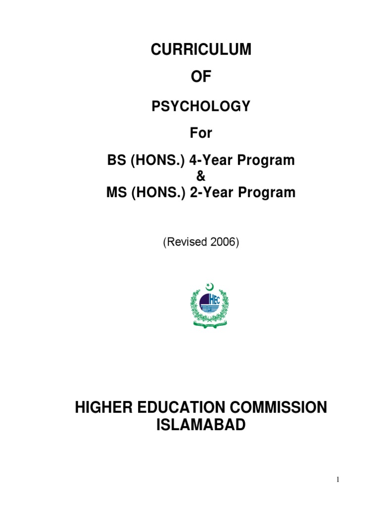 HEC Course Outline Psychology 2006 | PDF | Personality Psychology ...