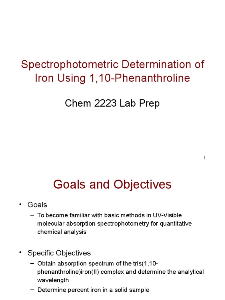 Spectrophotometric Determination of Iron Using 1,10-Phenanthroline ...