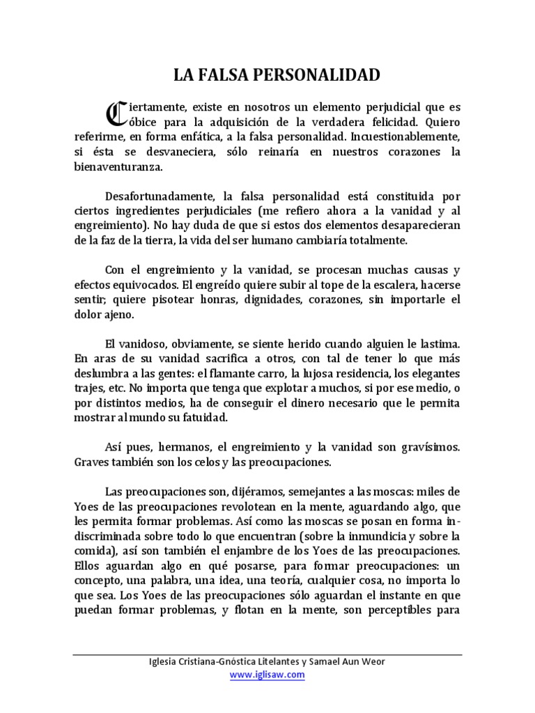 La Falsa Personalidad Pdf Verdad Mente