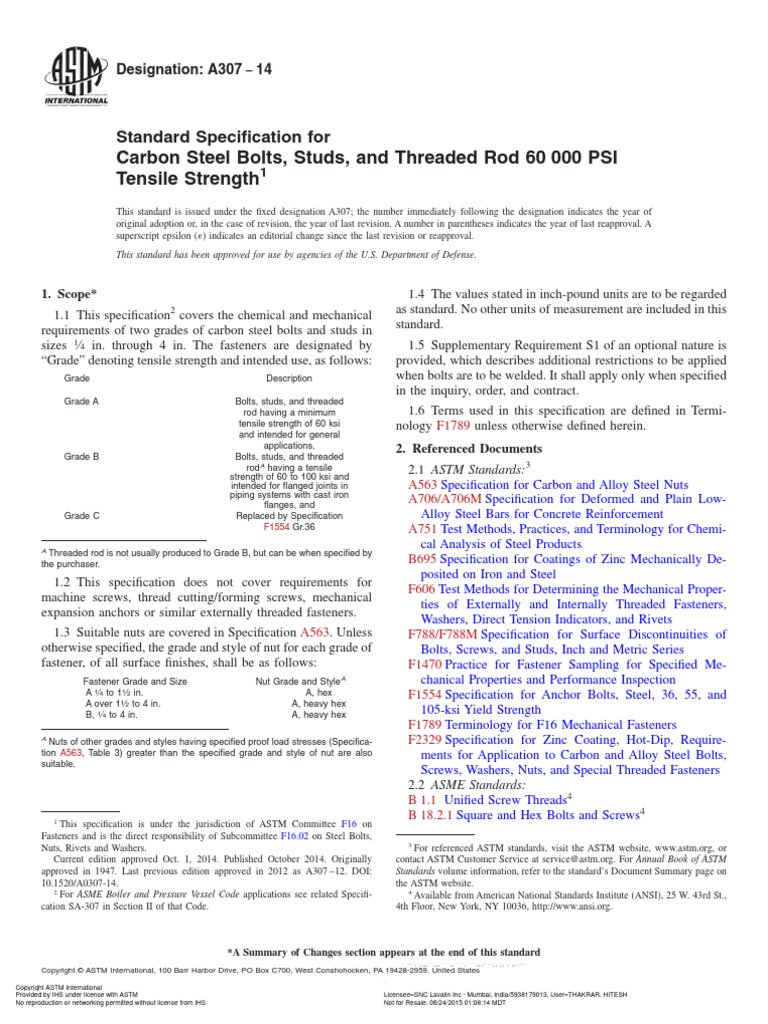 Astm A307 | PDF | Screw | Building Engineering