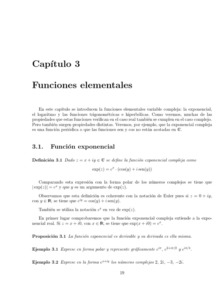 Funciones Elementales en Variable Compleja | PDF | Logaritmo | Funcion ...