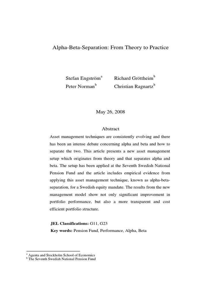 Alpha Beta Separation PDF | Download Free PDF | Beta (Finance ...