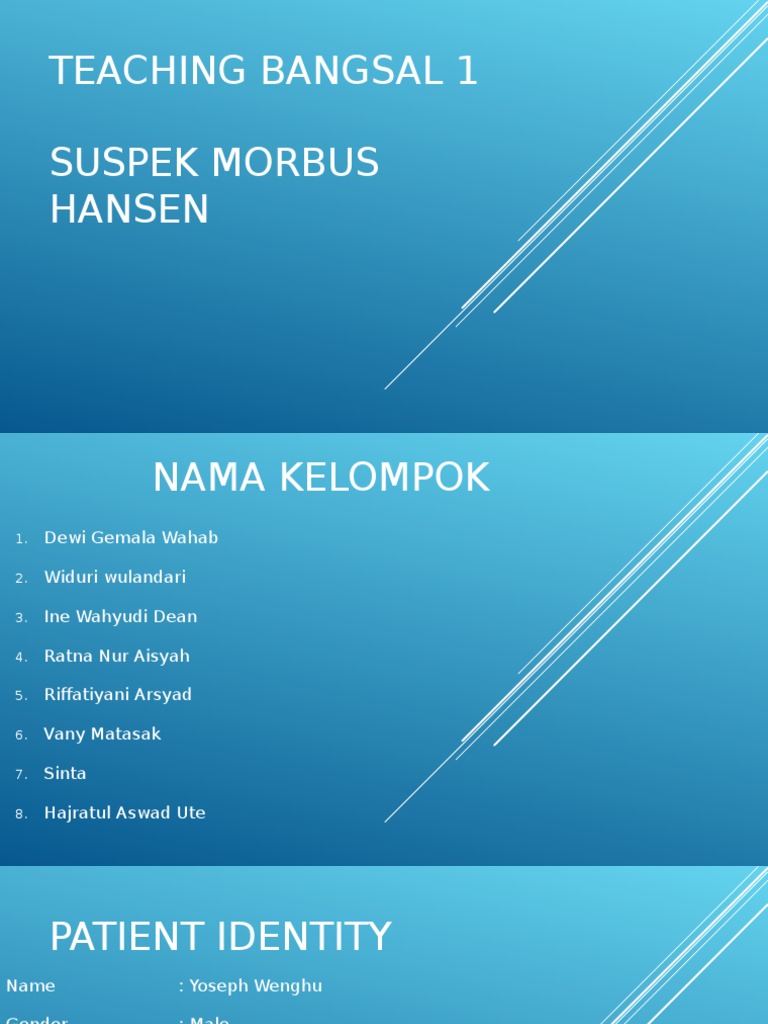 Teaching Bangsal 1 Suspek Morbus Hansen | PDF | Leprosy | Cutaneous ...