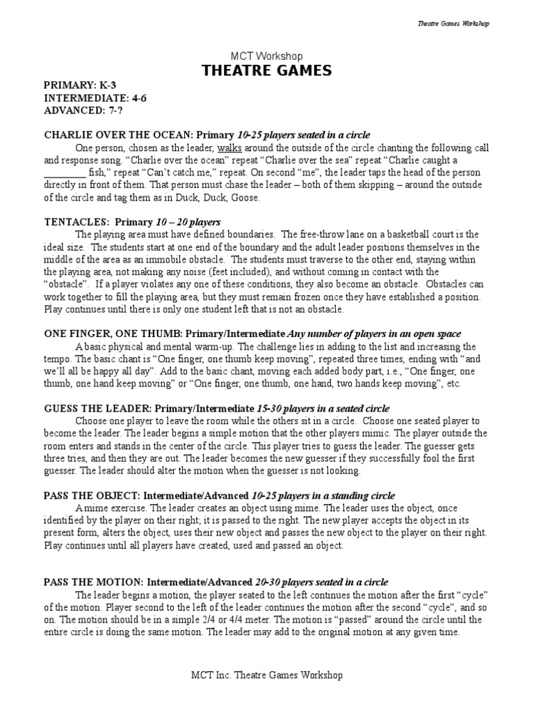 Theatre Games | PDF | Leisure