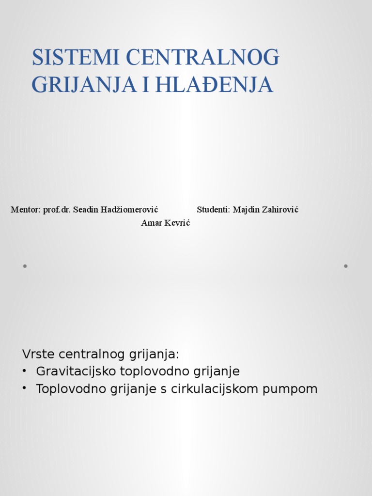 Sistemi Centralnog Grijanja I Hlađenja Hsadwqe | PDF