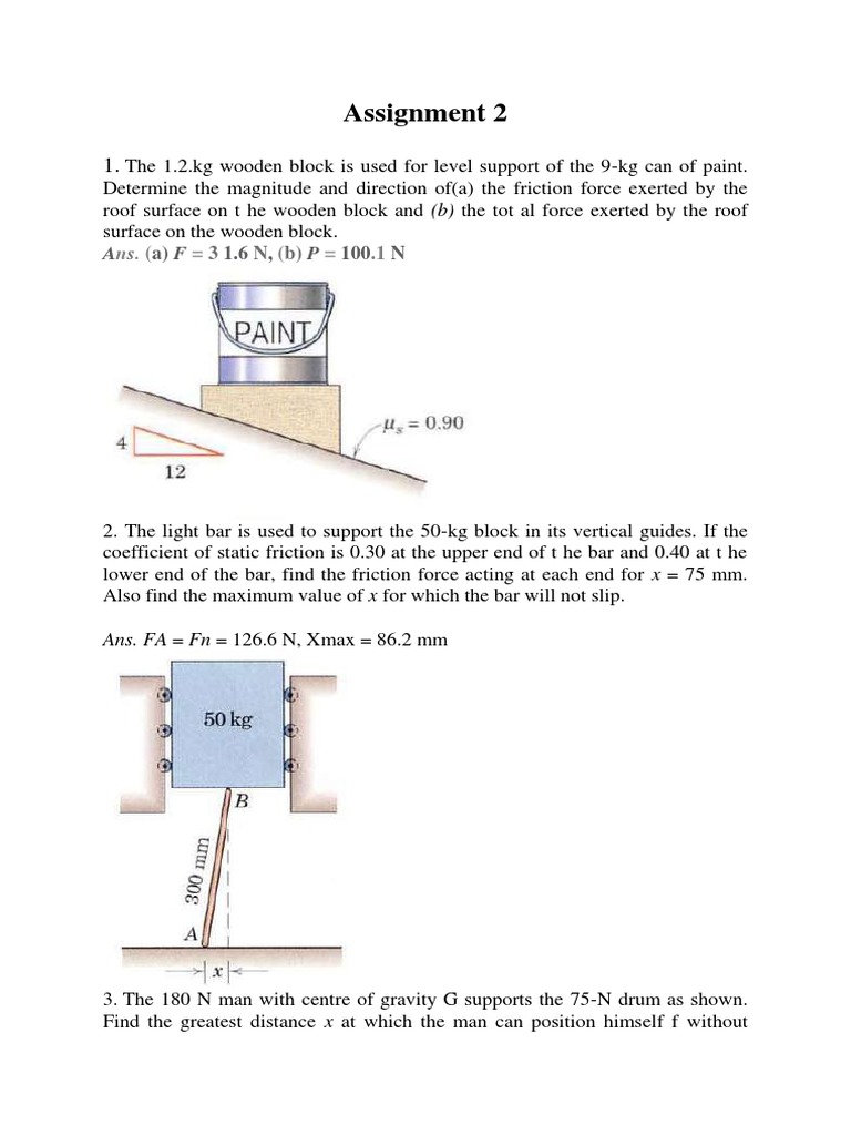 FALLSEM2014 15 CP2485 ASGN01 Friction With Answers Assignment 2 | PDF ...