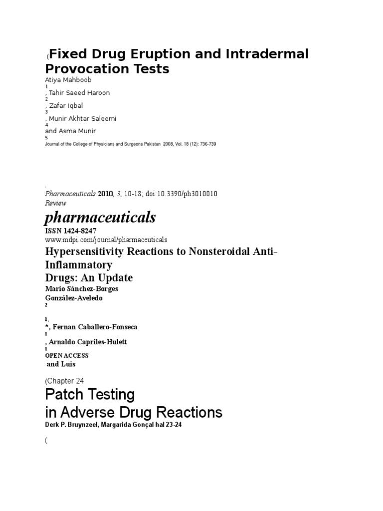 Fixed Drug Eruption Overview and Tests | PDF
