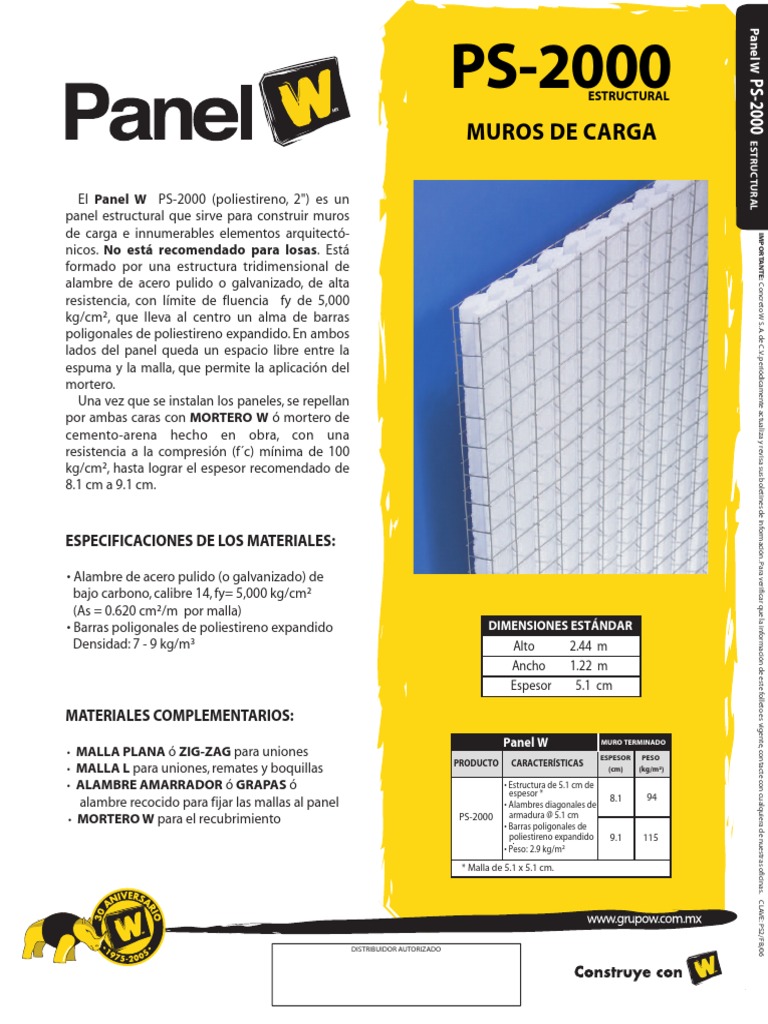 Panel W | PDF | El hombre hace Materiales | Ingeniería estructural