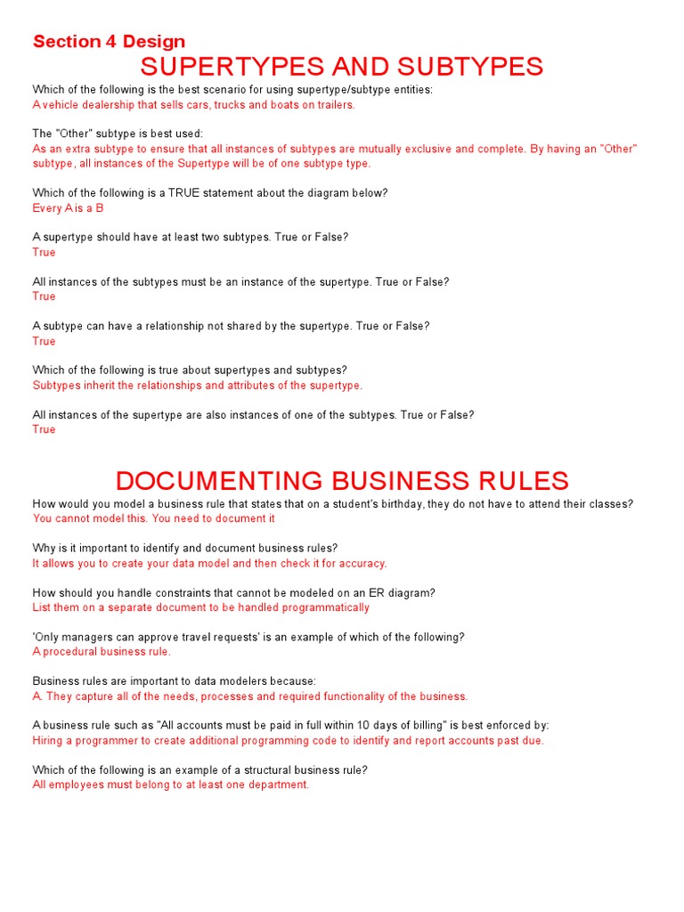 Supertypes, Subtypes & Business Rules | PDF