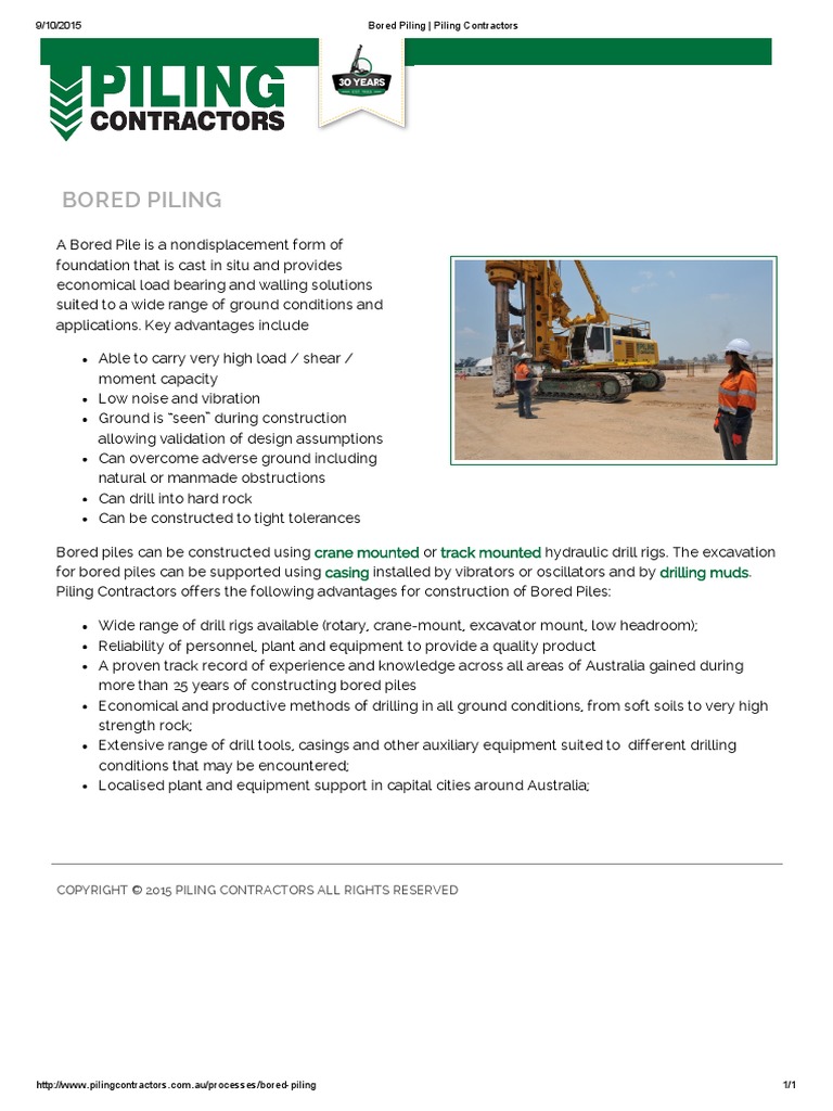 Bored Piling - Piling Contractors | PDF