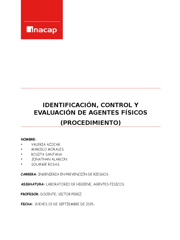 Procedimiento Agente Físico. | PDF | La seguridad | Riesgo