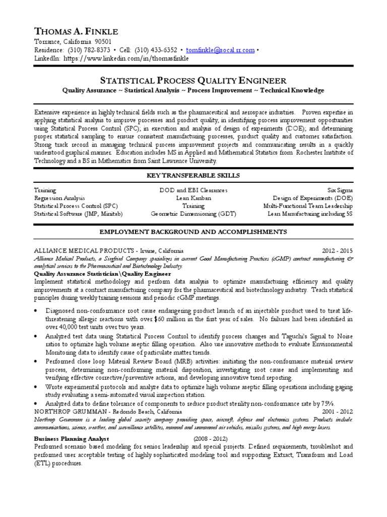 Statistical Process Quality Engineers Leadership in Greater Los Angeles ...