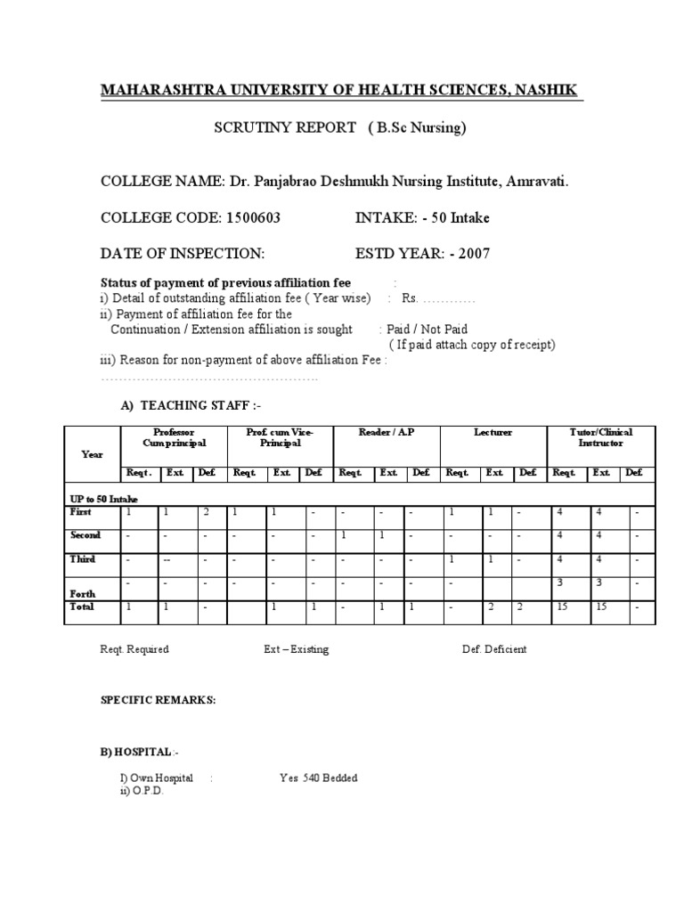 BSC Nursing Format | PDF | Nursing | Hospital
