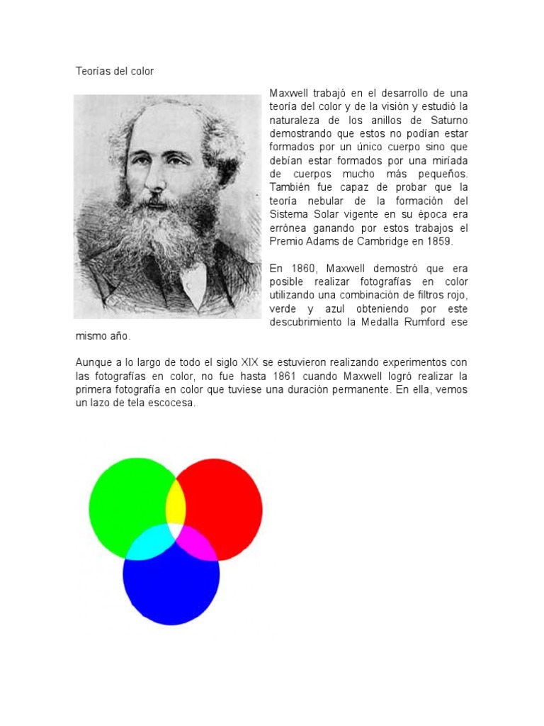 Teorías del Color y Descubrimientos de Maxwell | PDF | James Clerk ...