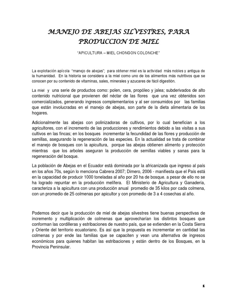 Manejo de Abejas Silvestres-Chongon Clonche | PDF | Colmena | Apicultura Manejo de Abejas Silvestres-Chongon Clonche | PDF | Colmena | Apicultura