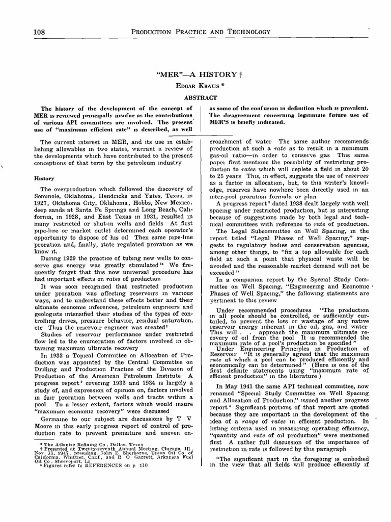 Maximum Efficient Rate (MER) API-47-108 | PDF | Petroleum Reservoir ...