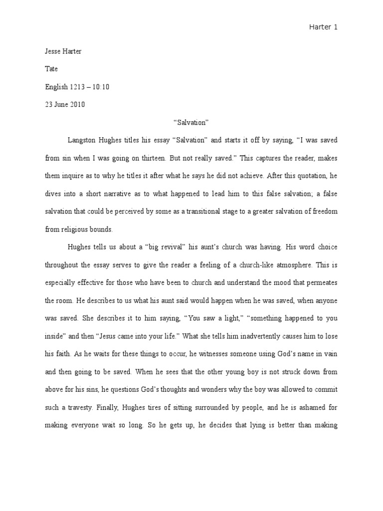 Analyzing Langston Hughes' "Salvation" | PDF | Salvation | Religious ...
