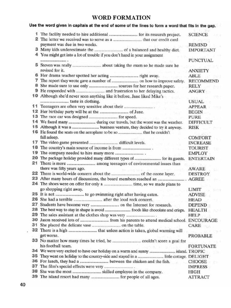 Fce Word Formation | PDF