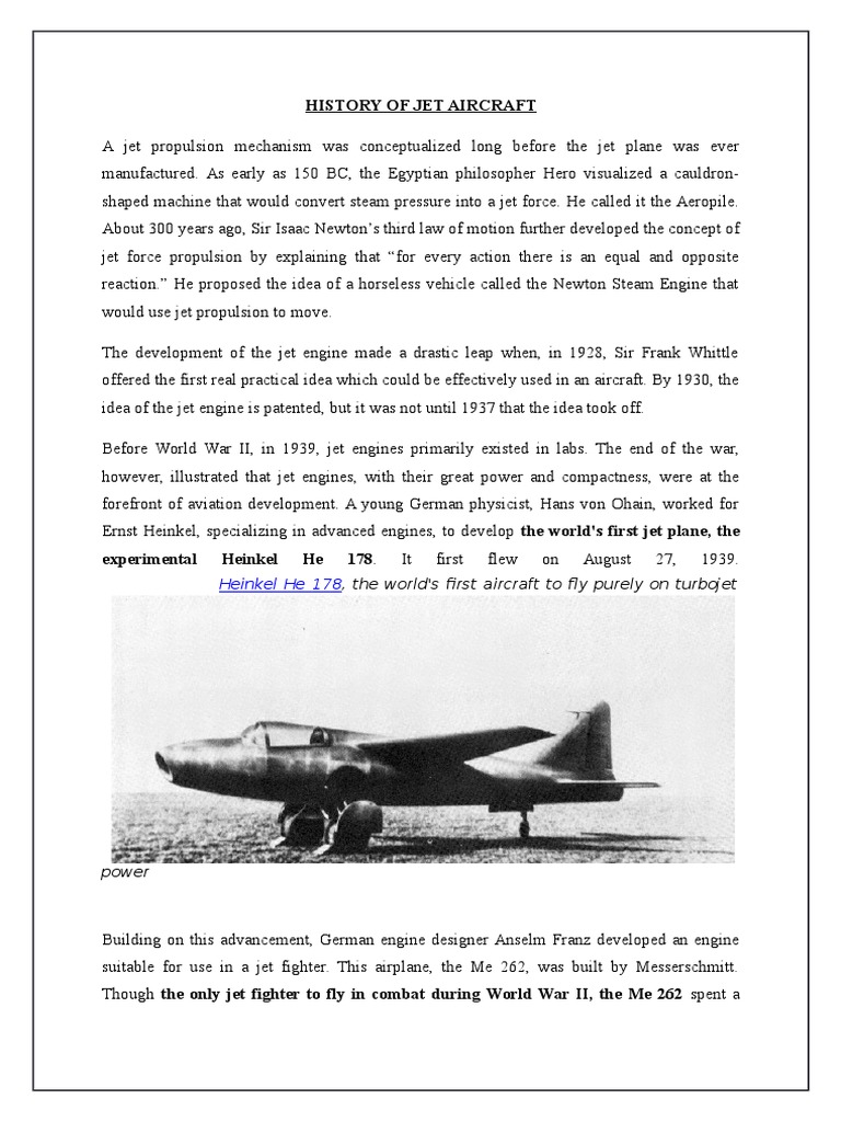 History of Jet Aircraft:, The World's First Aircraft To Fly Purely On ...