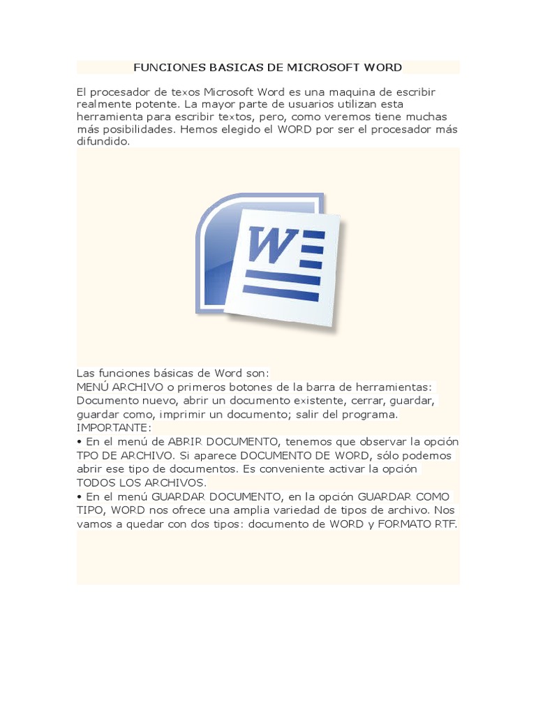 Funciones Basicas de Microsoft Word | PDF | Microsoft Word | Microsoft