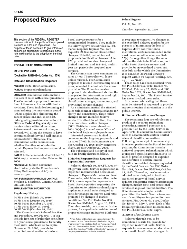 Proposed Rule: Practice and Procedure: Rate and Classification Requests ...